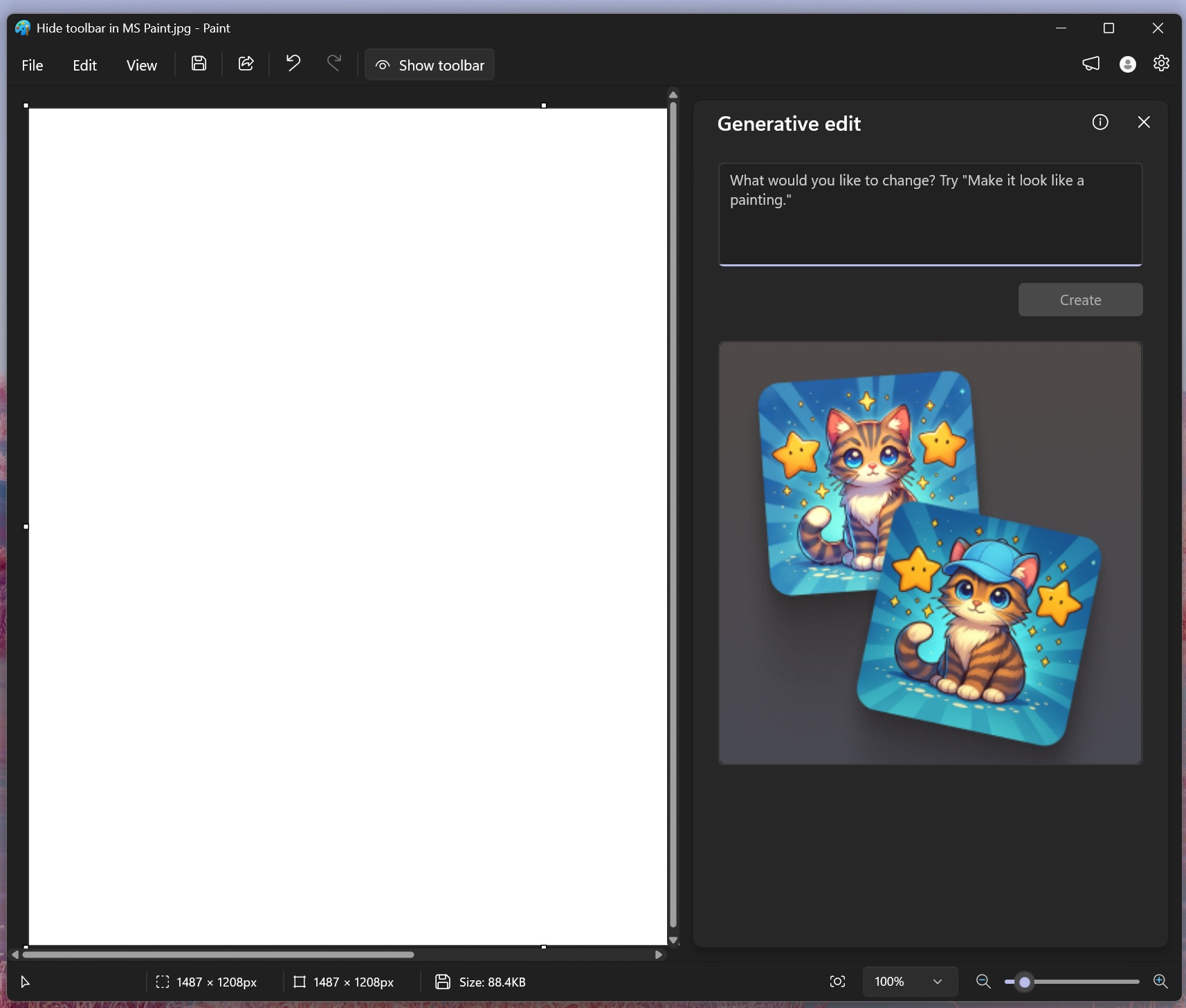 Windows 11 Paint 現在可以隱藏“工具欄”，並且還獲得了新的 AI 功能 - 极客技巧